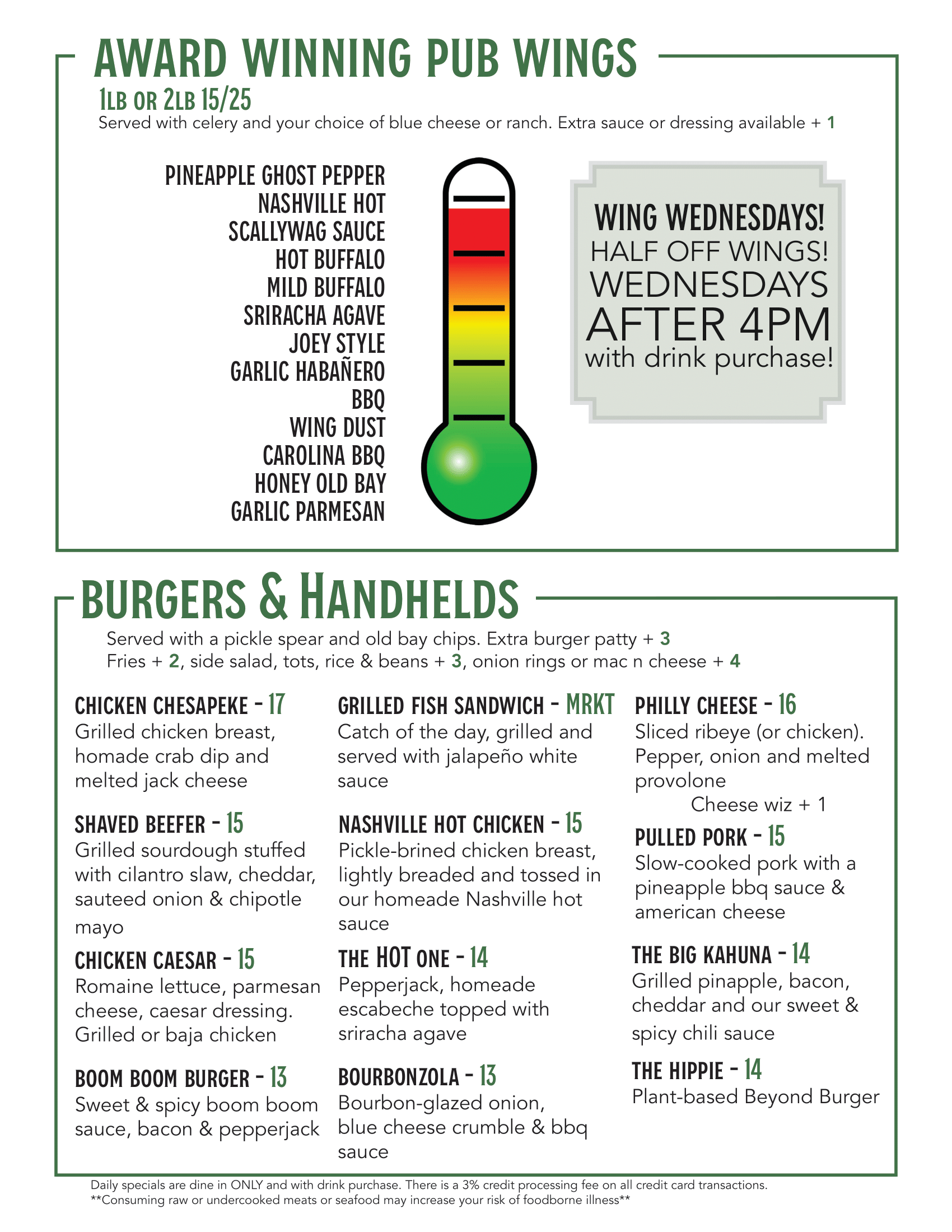 MENU — Pickles Pub's Sandbar