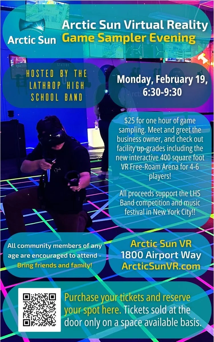 Fundraiser at Arctic Sun VR: Support the Lathrop Band.