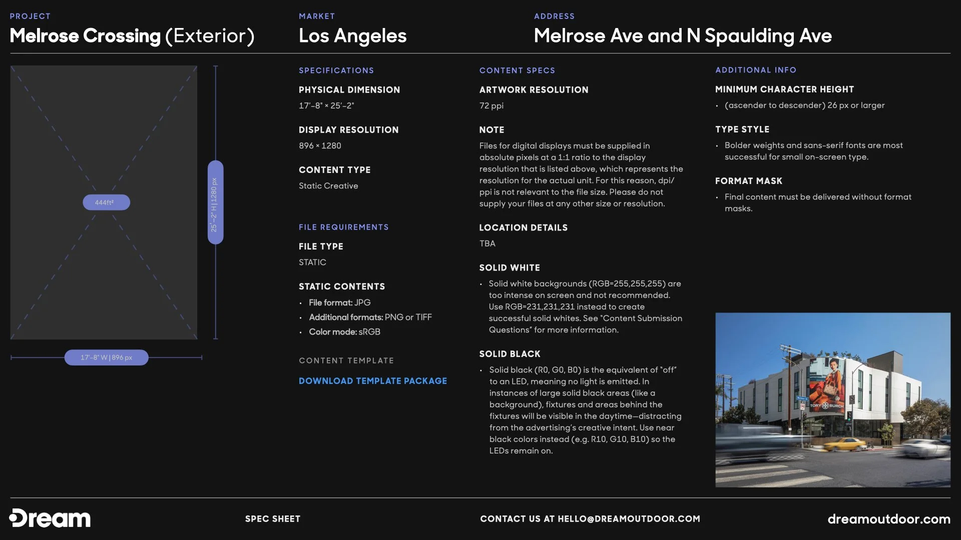 Melrose Crossing - Spec Sheet — Dream