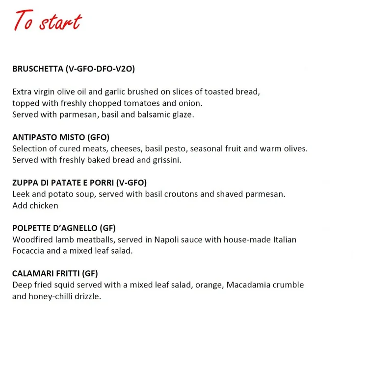 Menu — Verona Italian Restaurant & Wine Bar