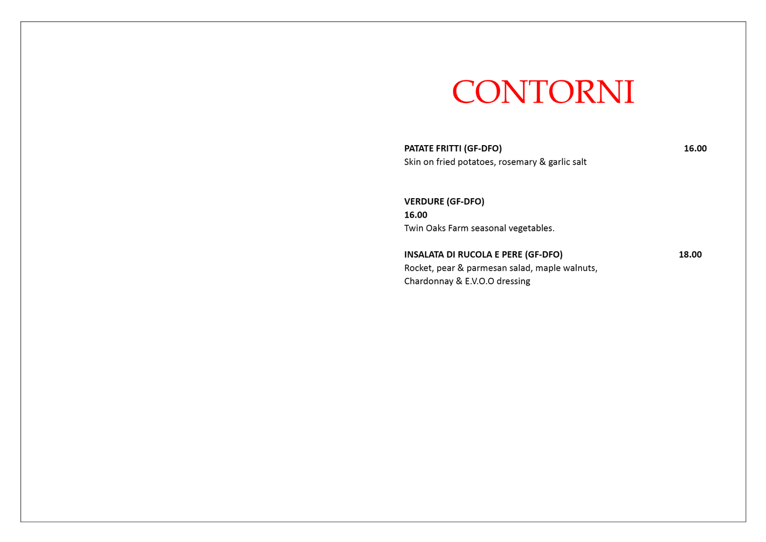 Menu — Verona Italian Restaurant & Wine Bar