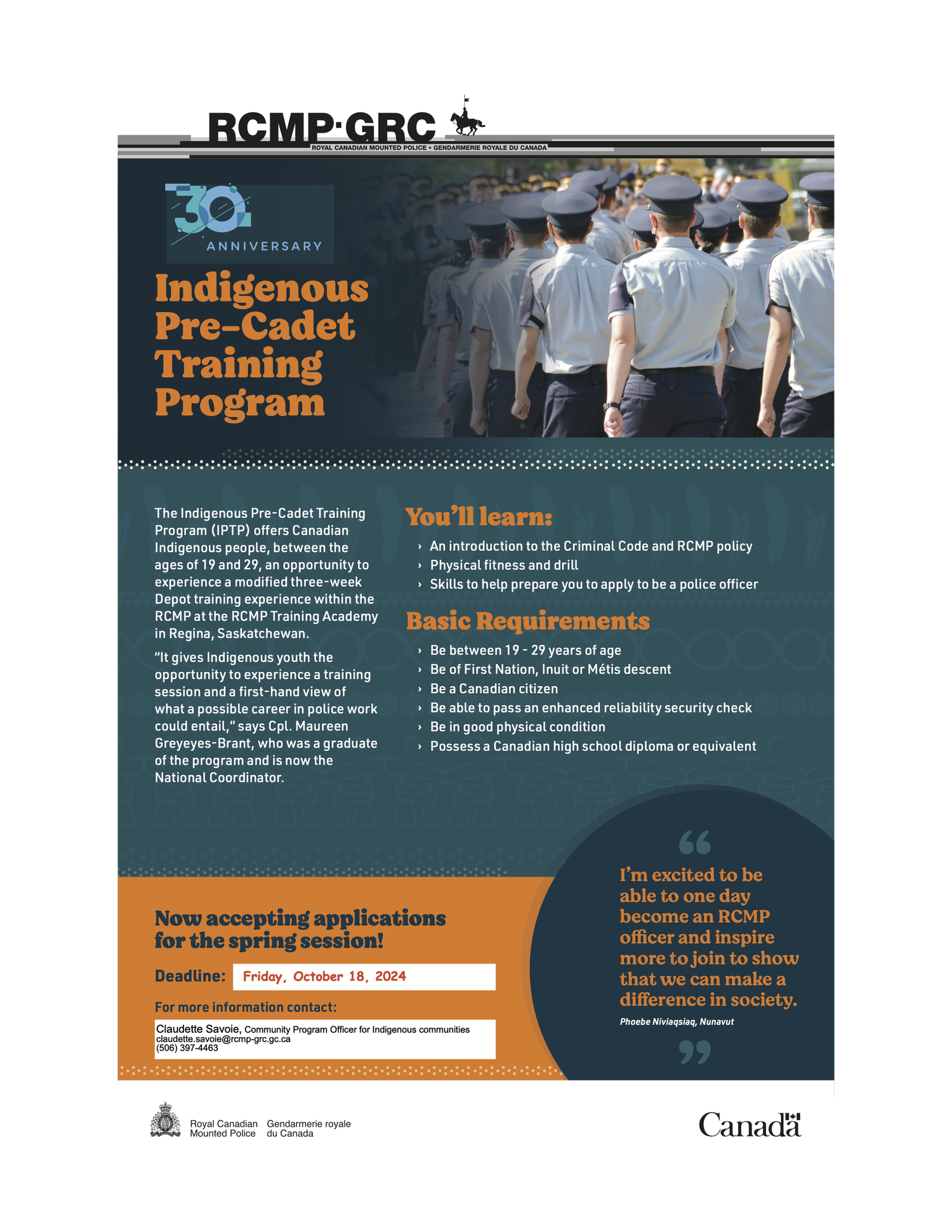Indigenous Pre-Cadet Training Program — Oinpegitjoig