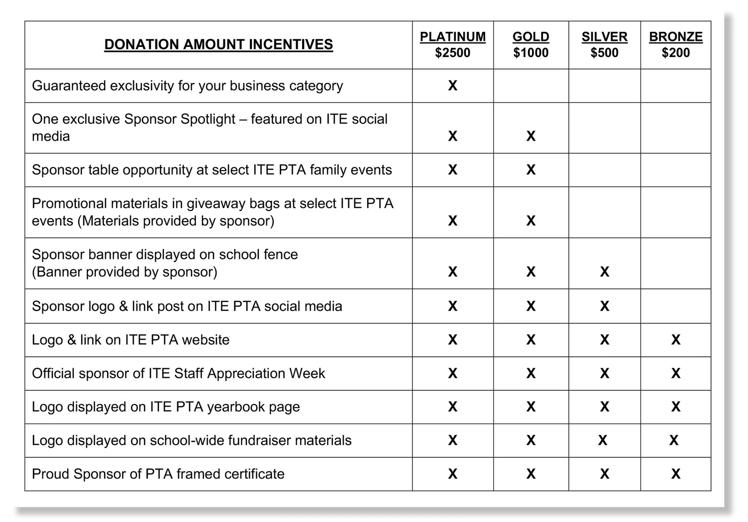 Indian Trace Elementary PTA— Sponsors