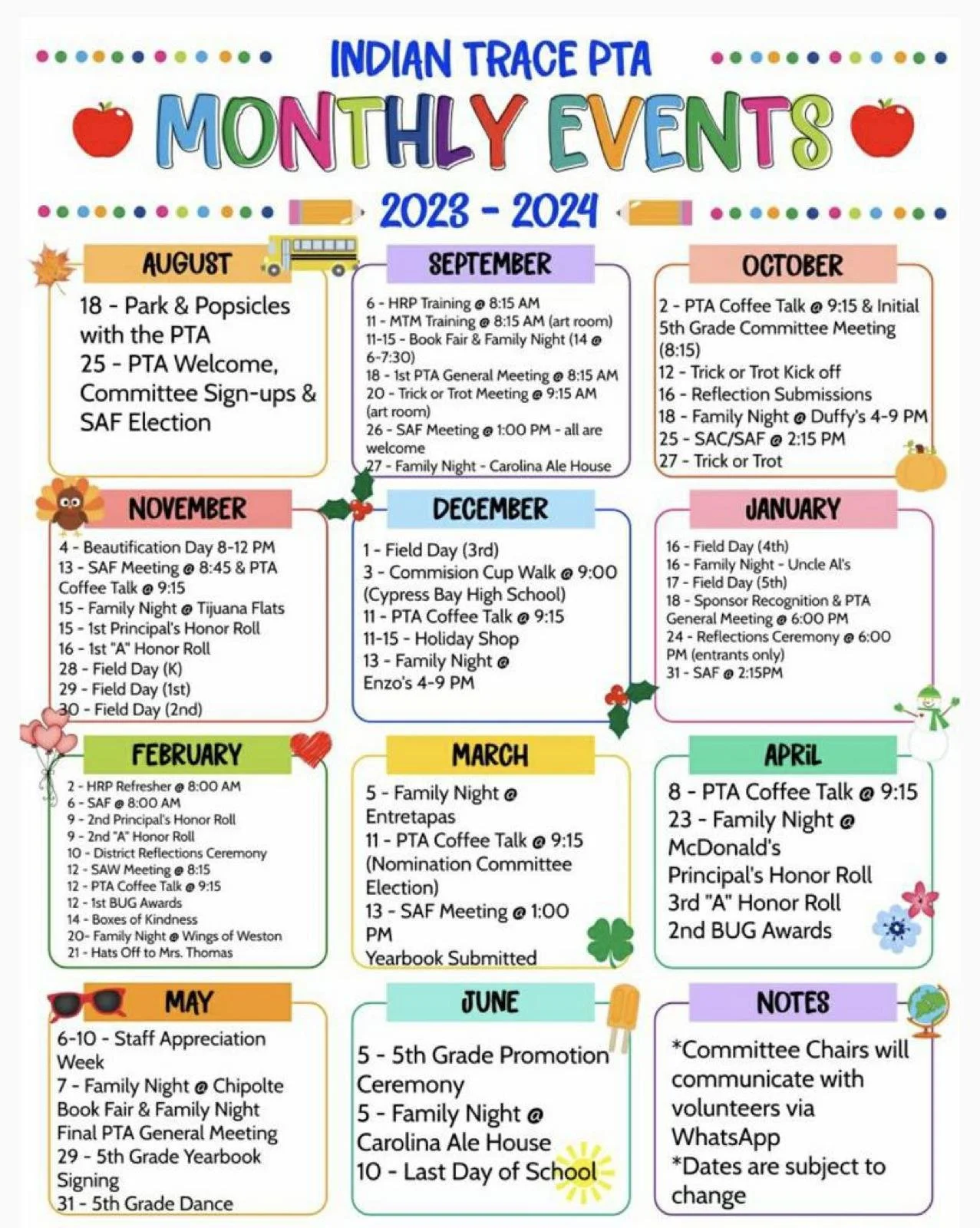 Indian Trace Elementary PTA— Events