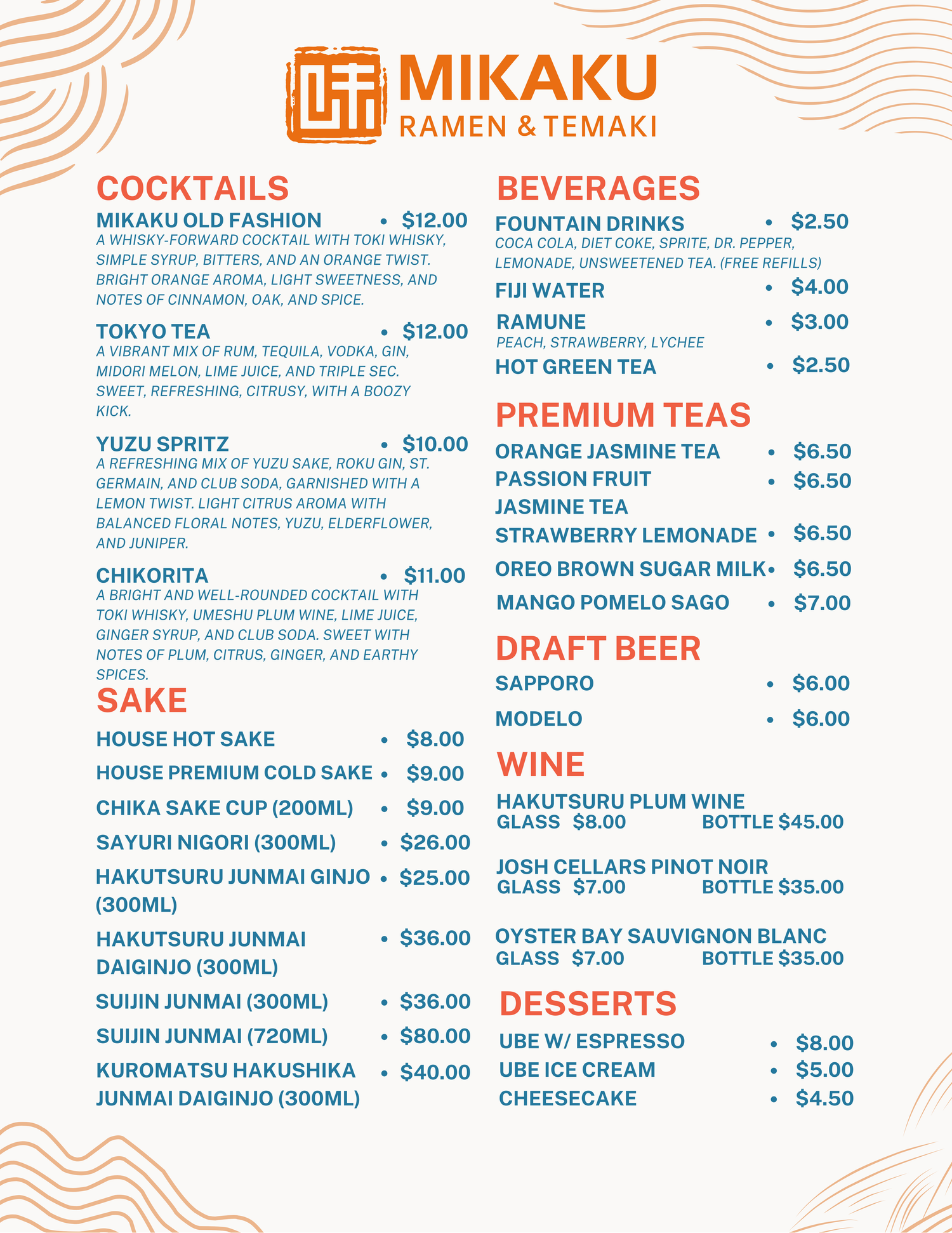 Menu — Mikaku Ramen & Temaki