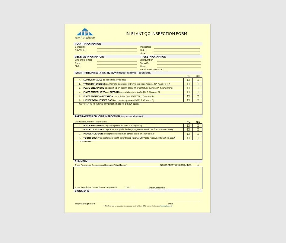 QA Program Tools — Truss Plate Institute