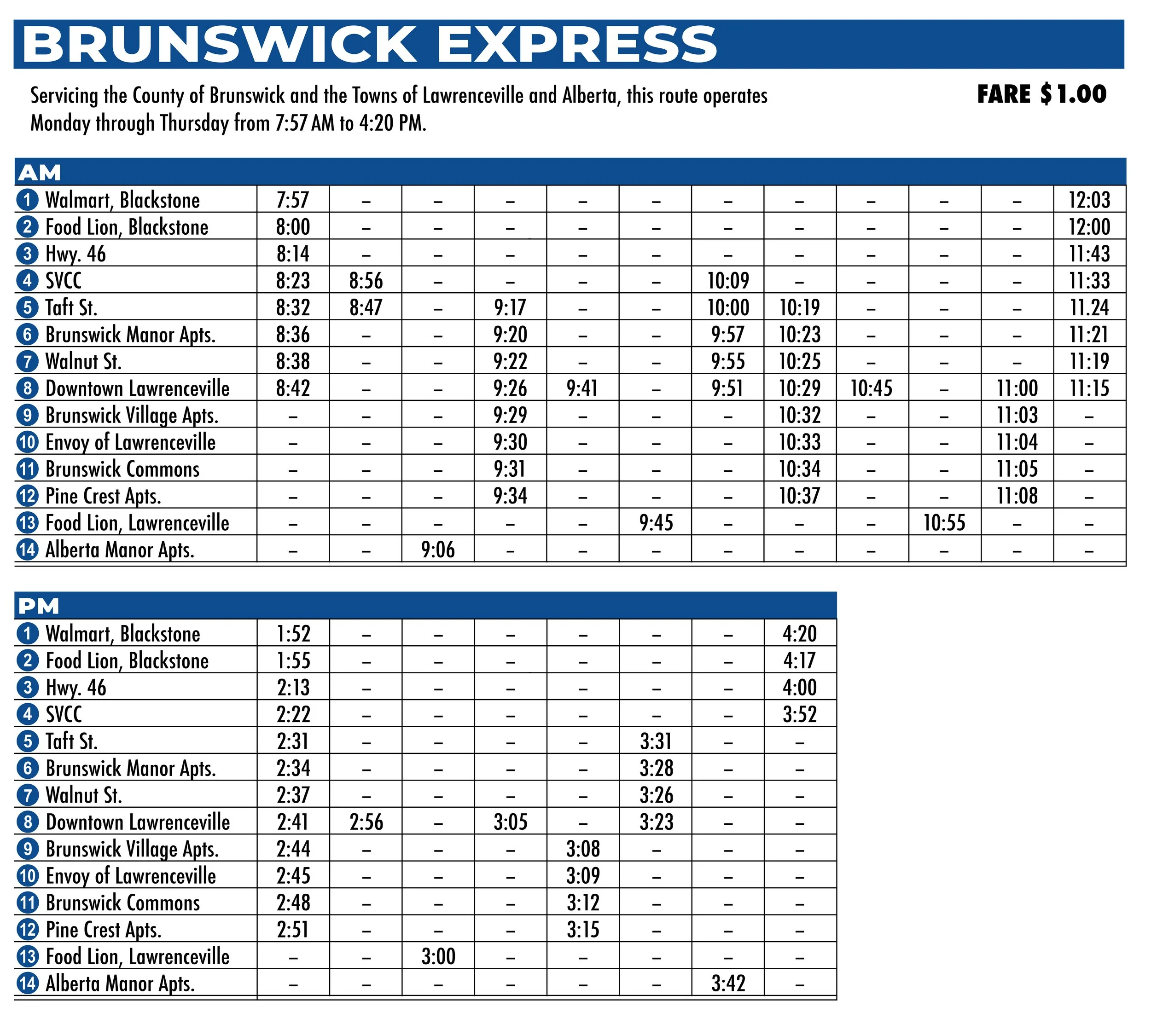 Brunswick Express — Blackstone Area Bus System
