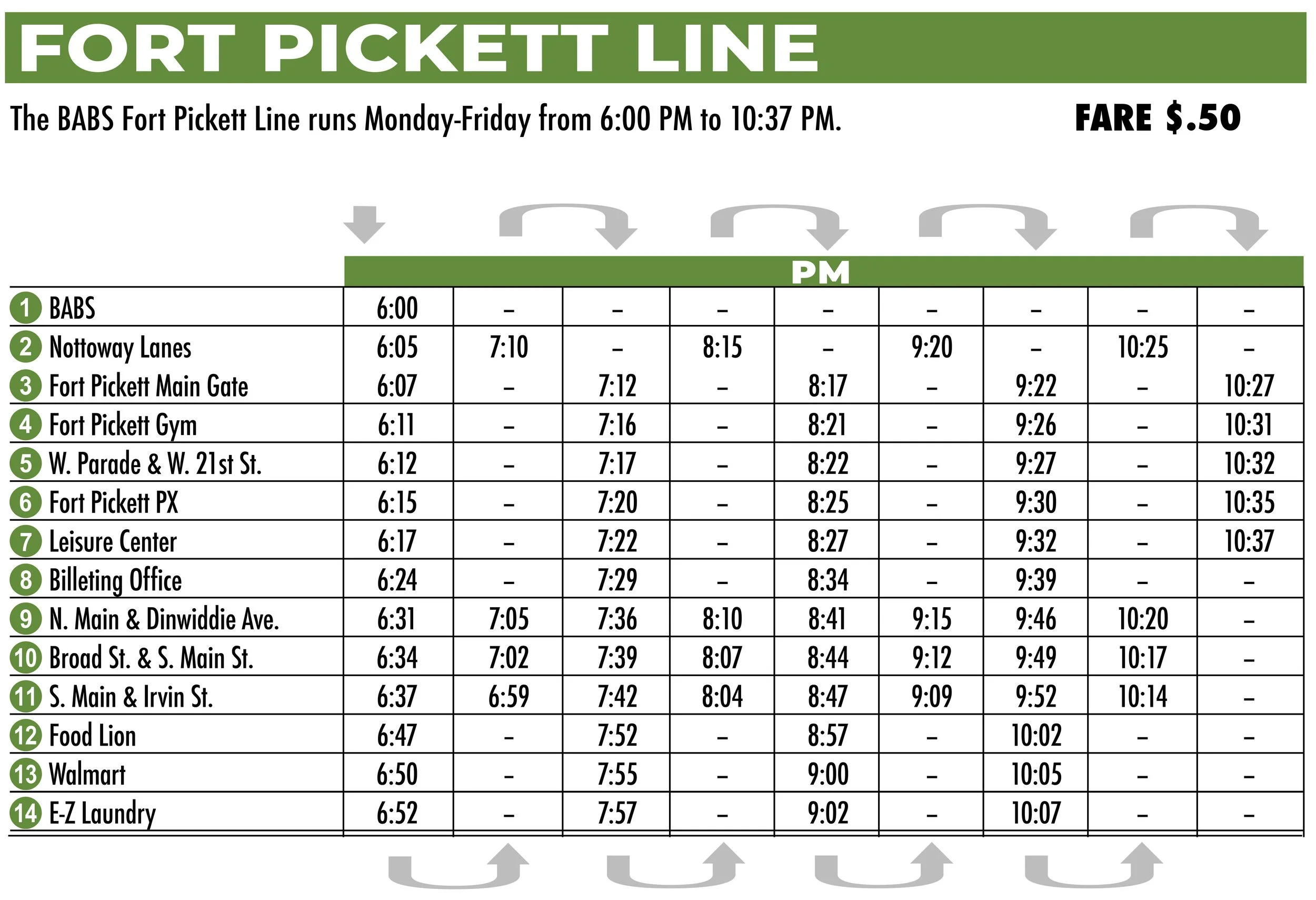 Fort Pickett Line — Blackstone Area Bus System