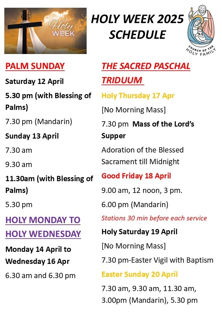 Holy Week 2025 Schedule — Church of the Holy Family