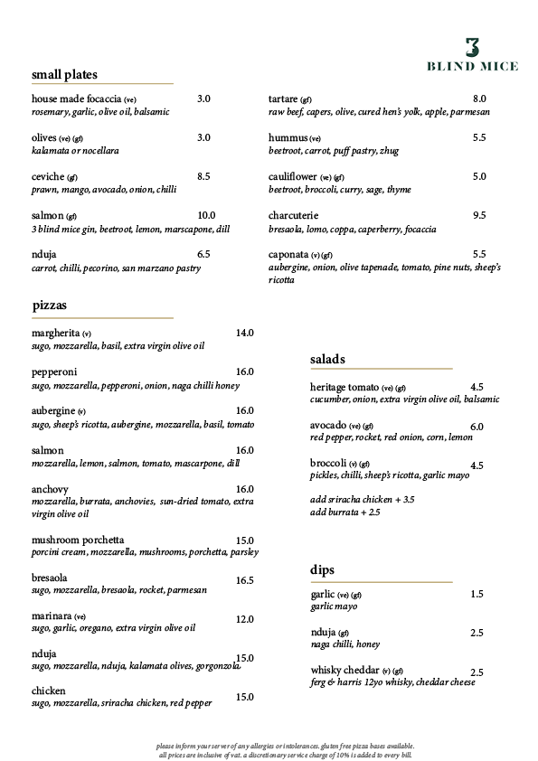 Menu — Three Blind Mice