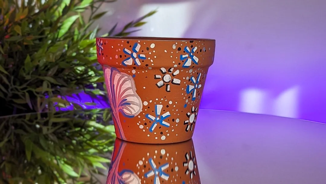 Abstract Green, Gold, & Black Flower Pot | Shop AshleyCG