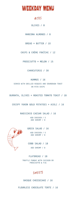 The Cove Menu — THE COVE