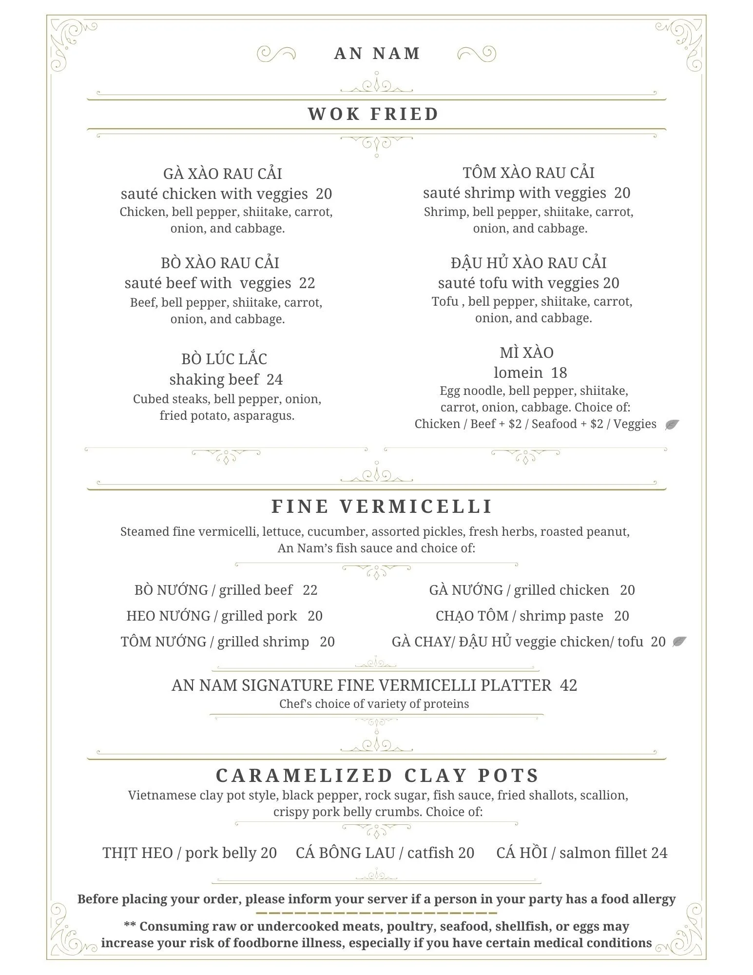 Menu — An Nam