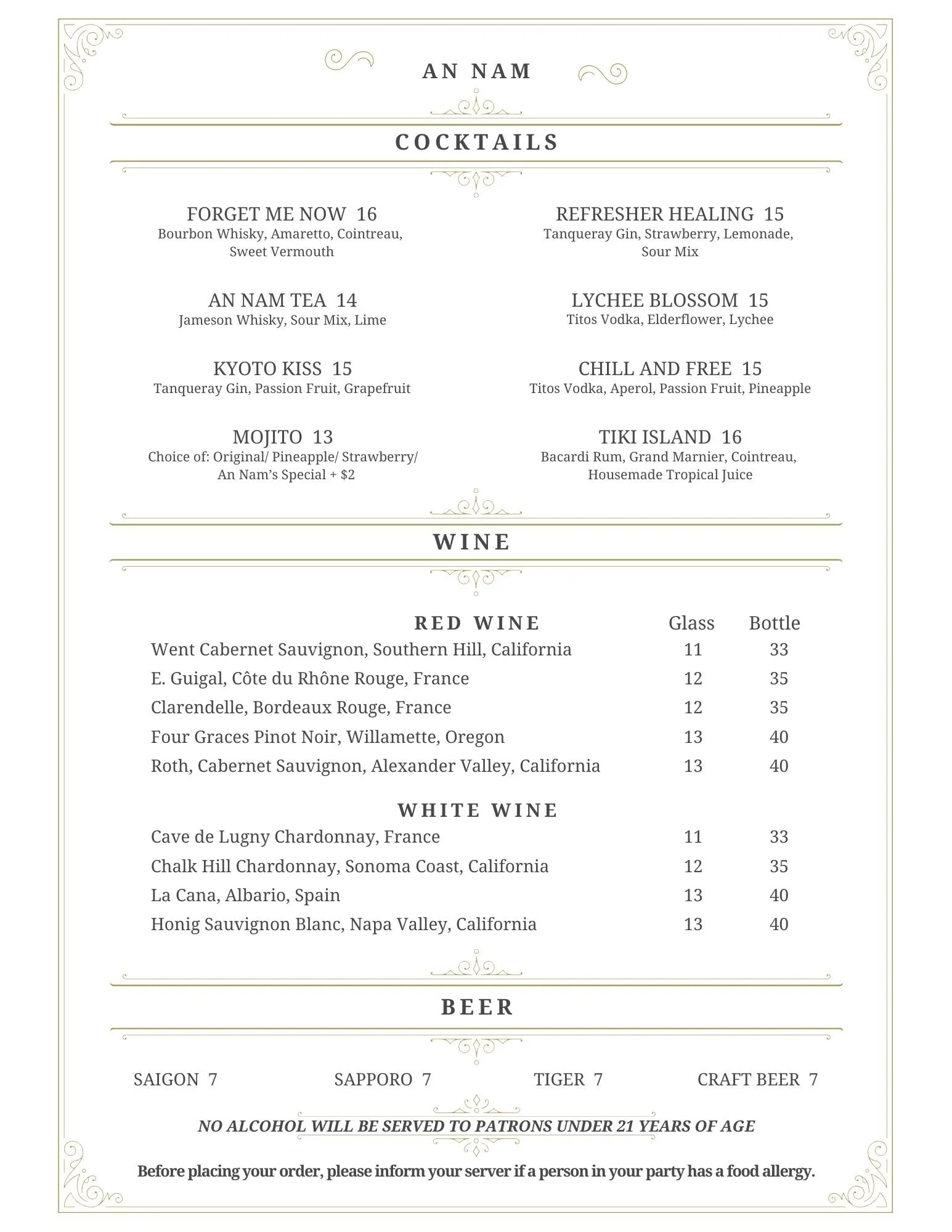 Menu — An Nam