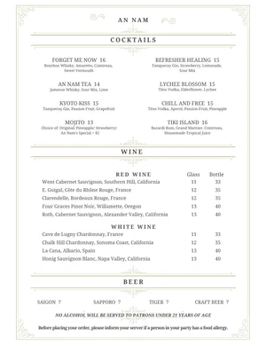 Menu — An Nam