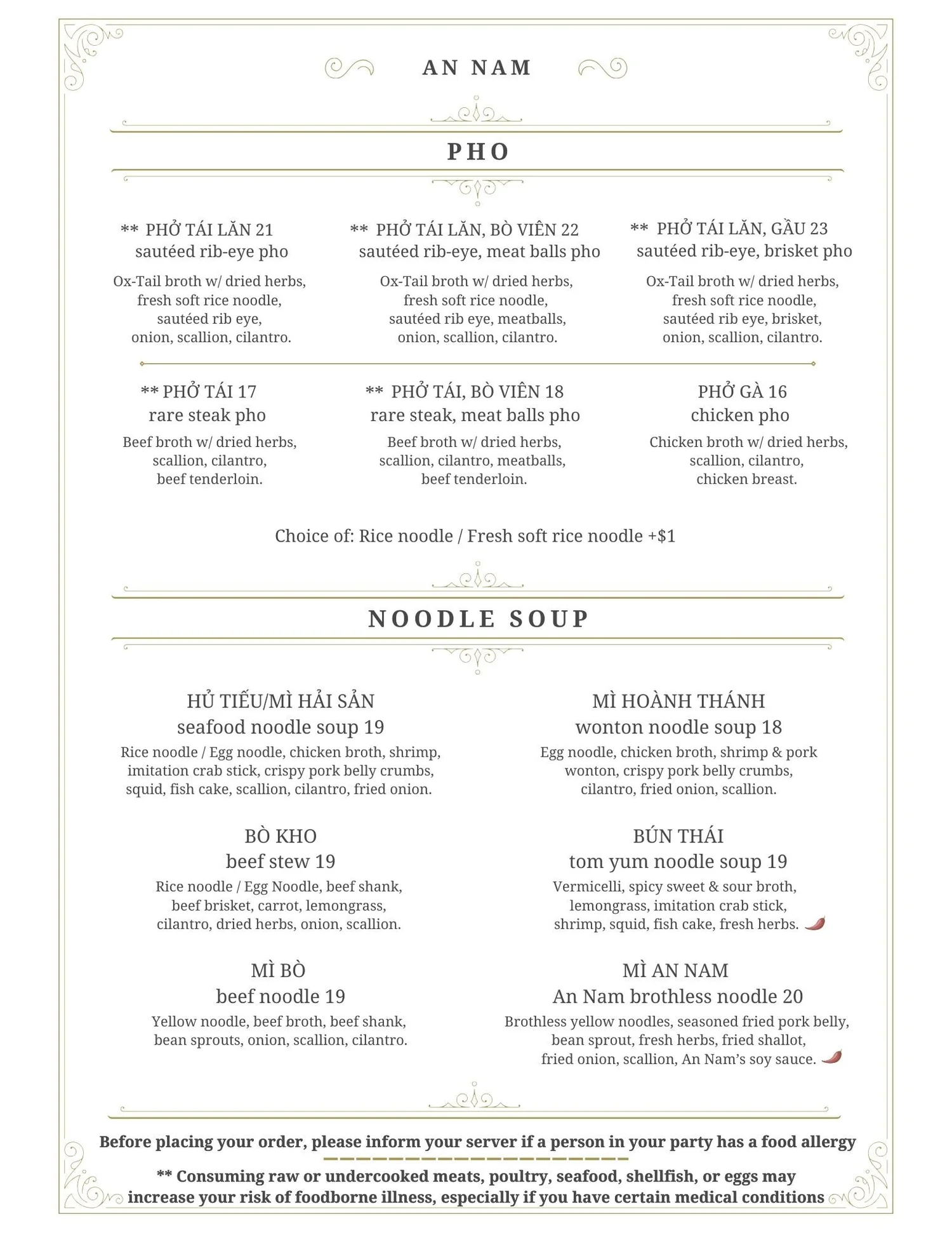 Menu — An Nam