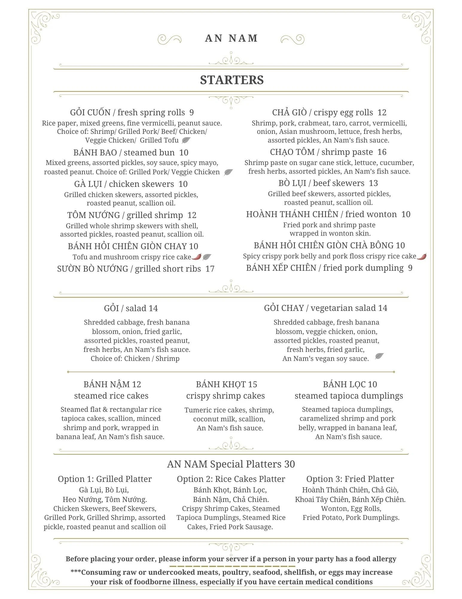 Menu — An Nam