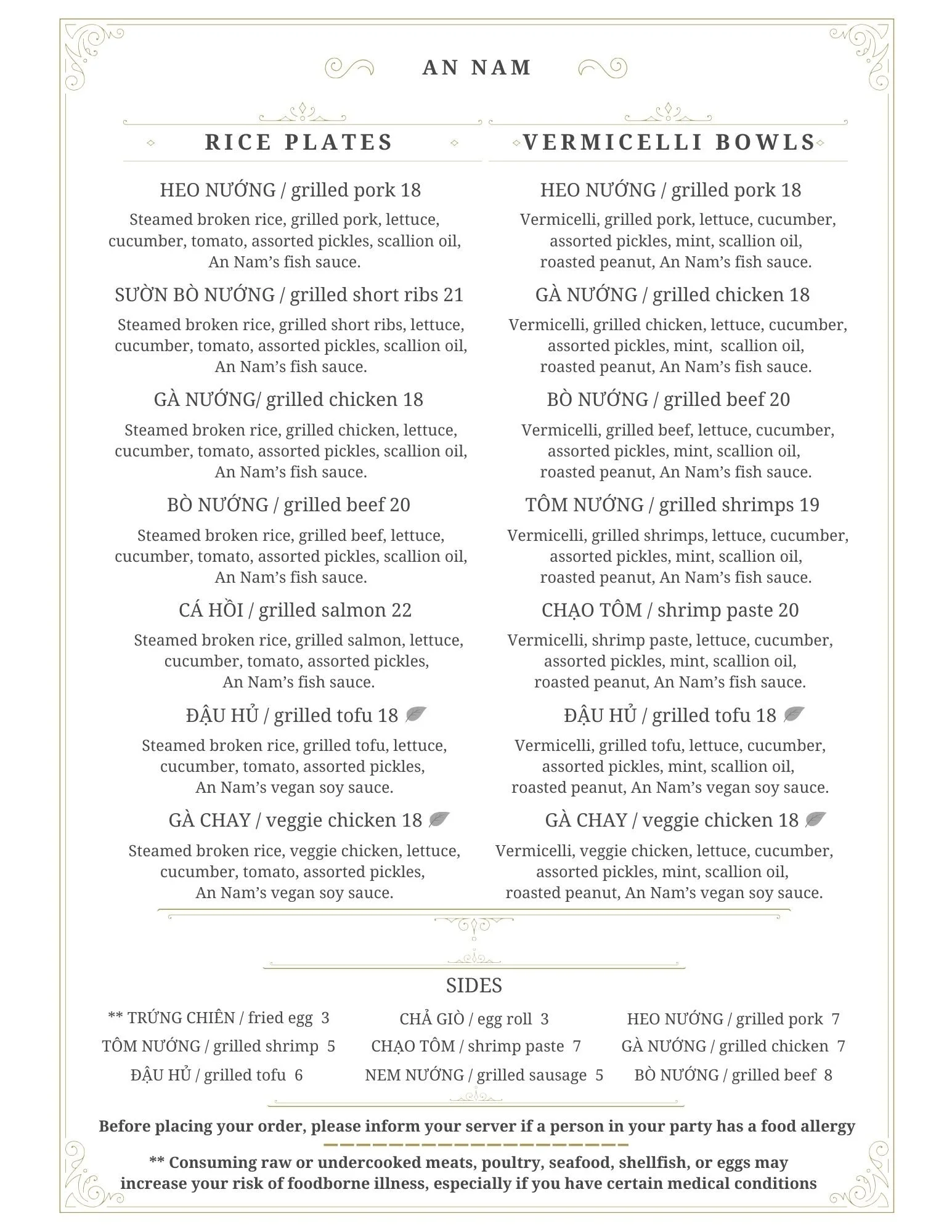 Menu — An Nam