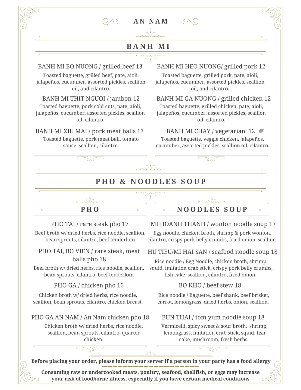 Menu 1 — An Nam