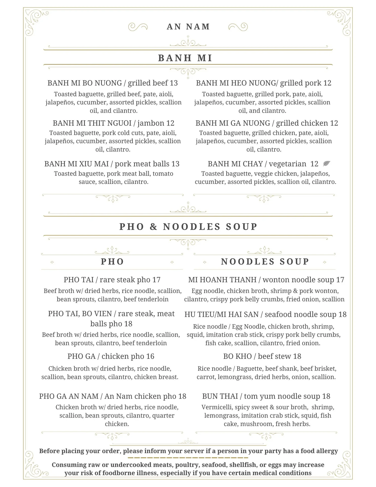 Menu 1 — An Nam