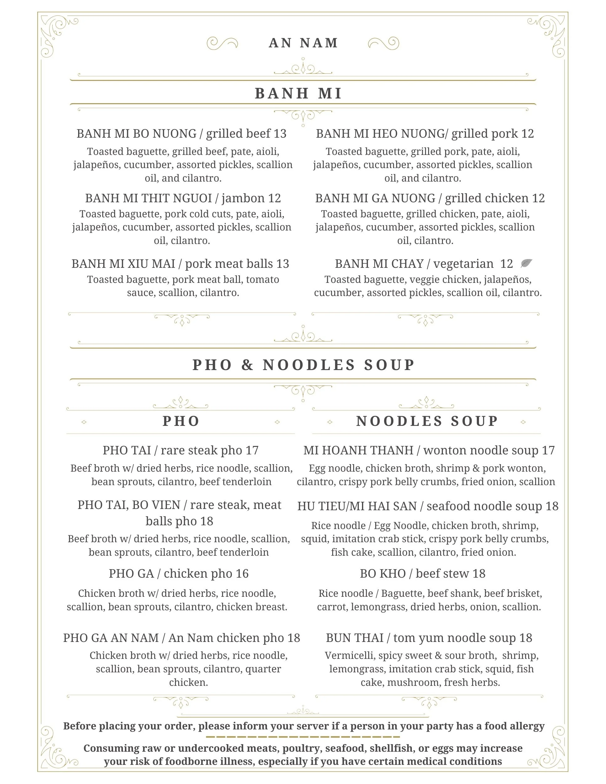 Menu 1 — An Nam