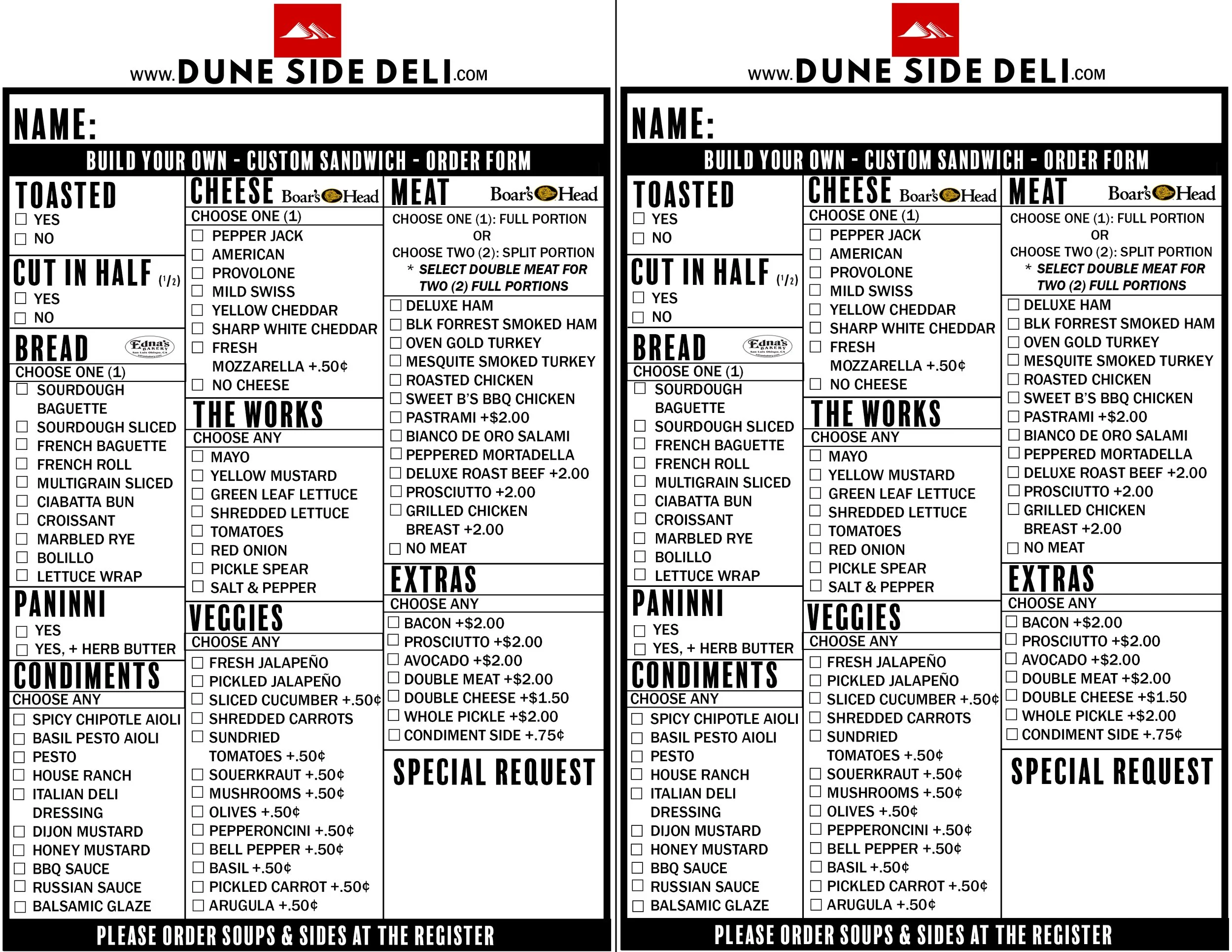 CATERING — DUNE SIDE DELI