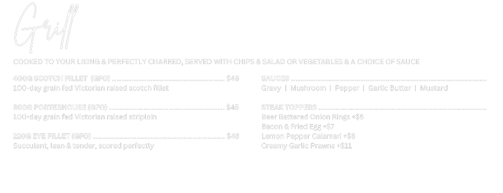 Menu — Tempy Hotel