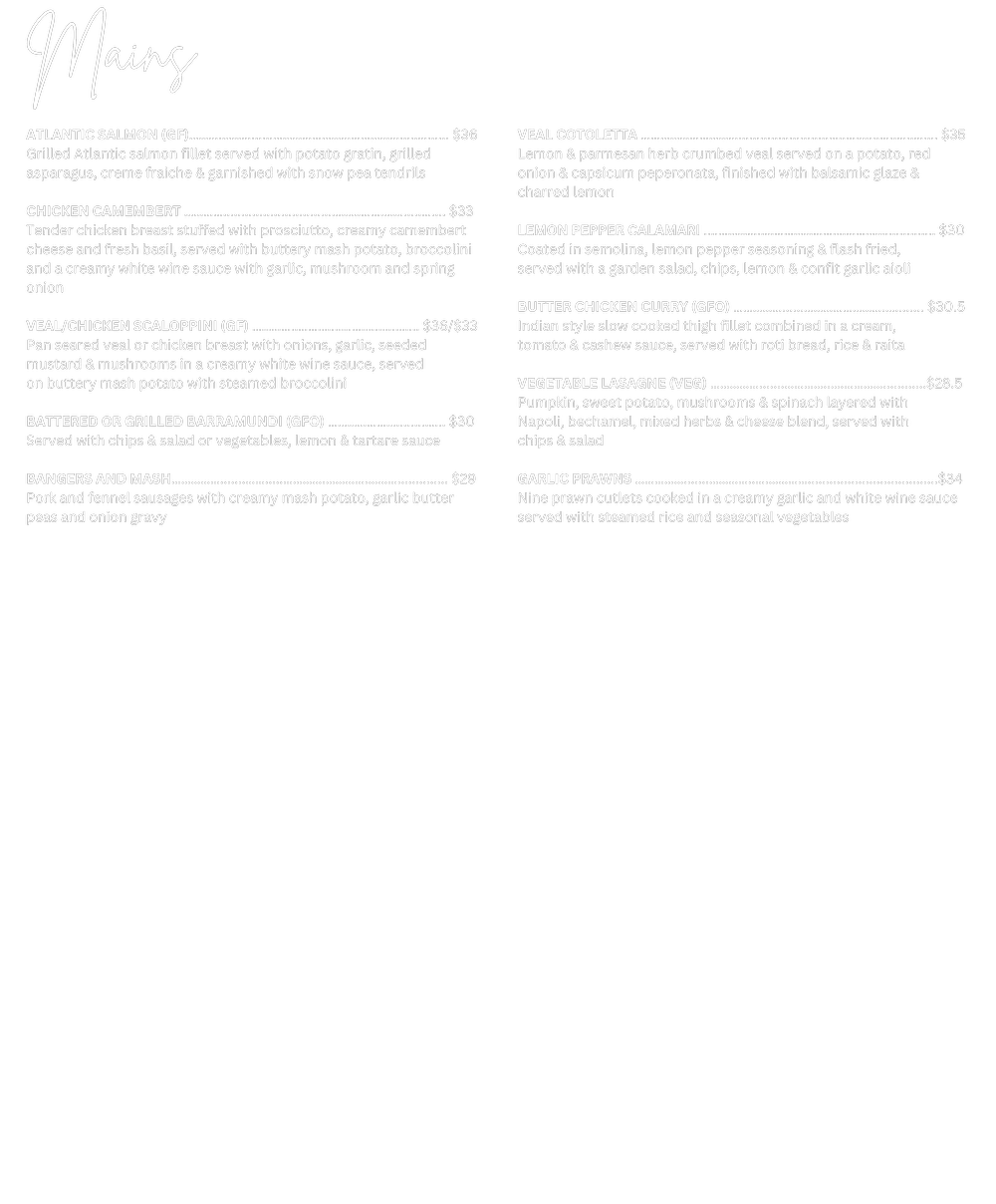 Menu — Tempy Hotel