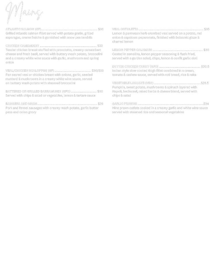 Menu — Tempy Hotel