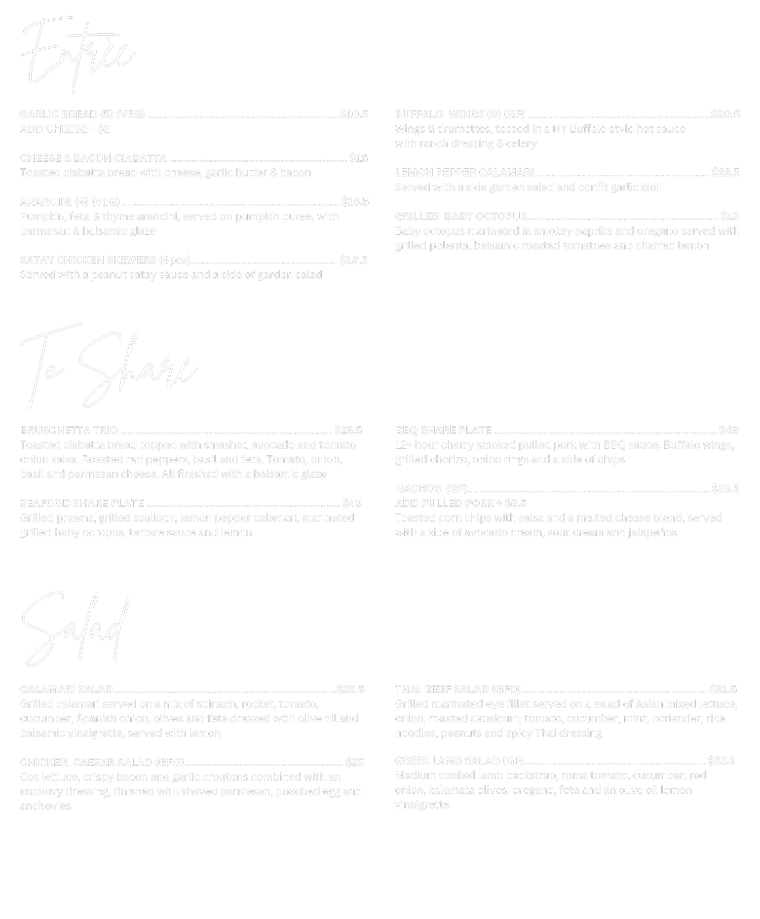 Menu — Tempy Hotel