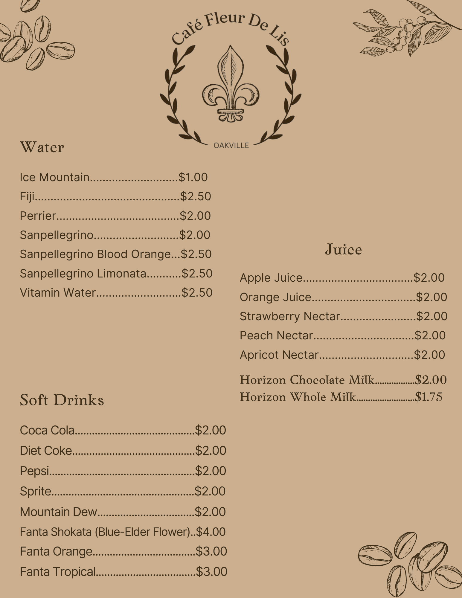 Menu — Café Fleur De Lis