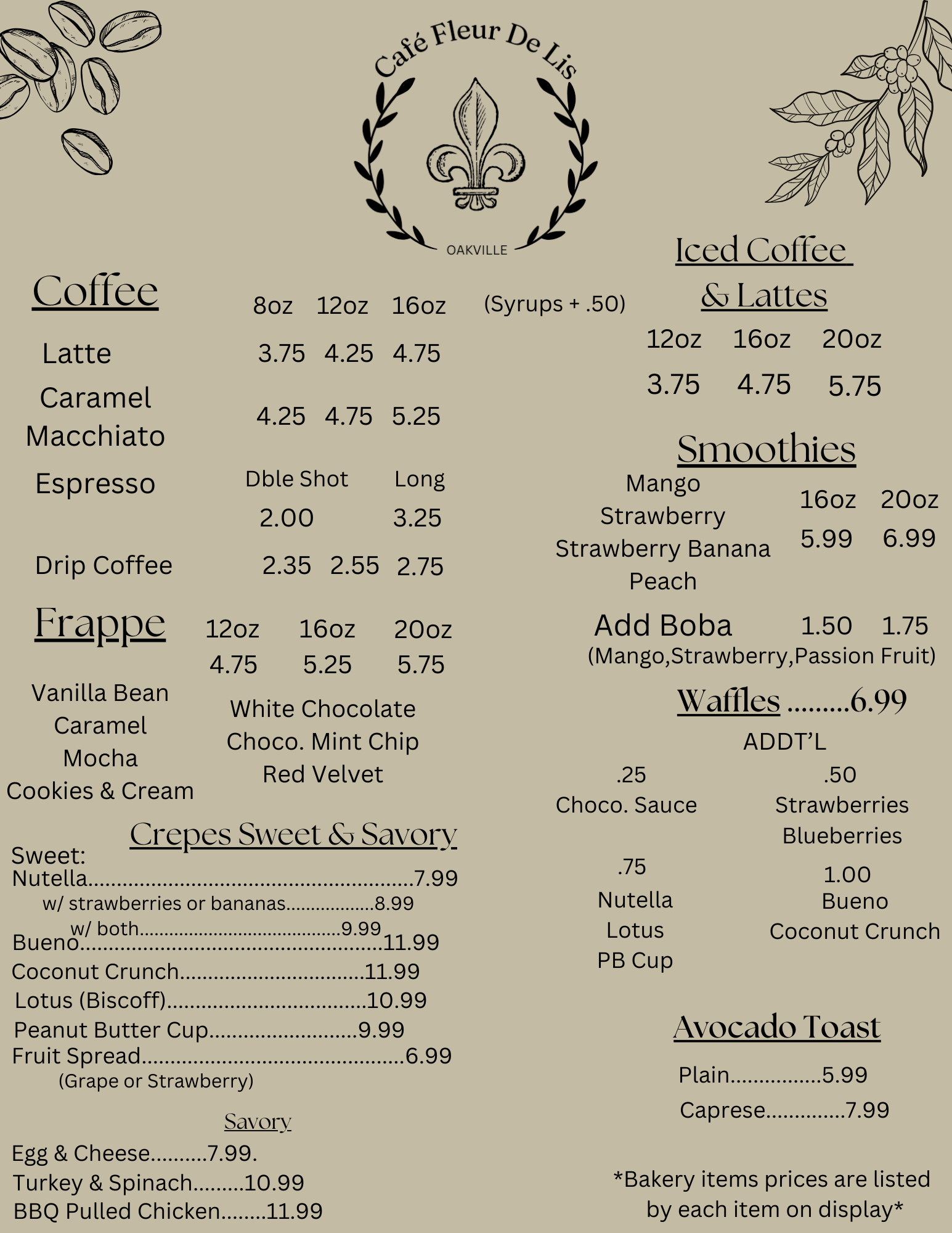 Menu — Café Fleur De Lis
