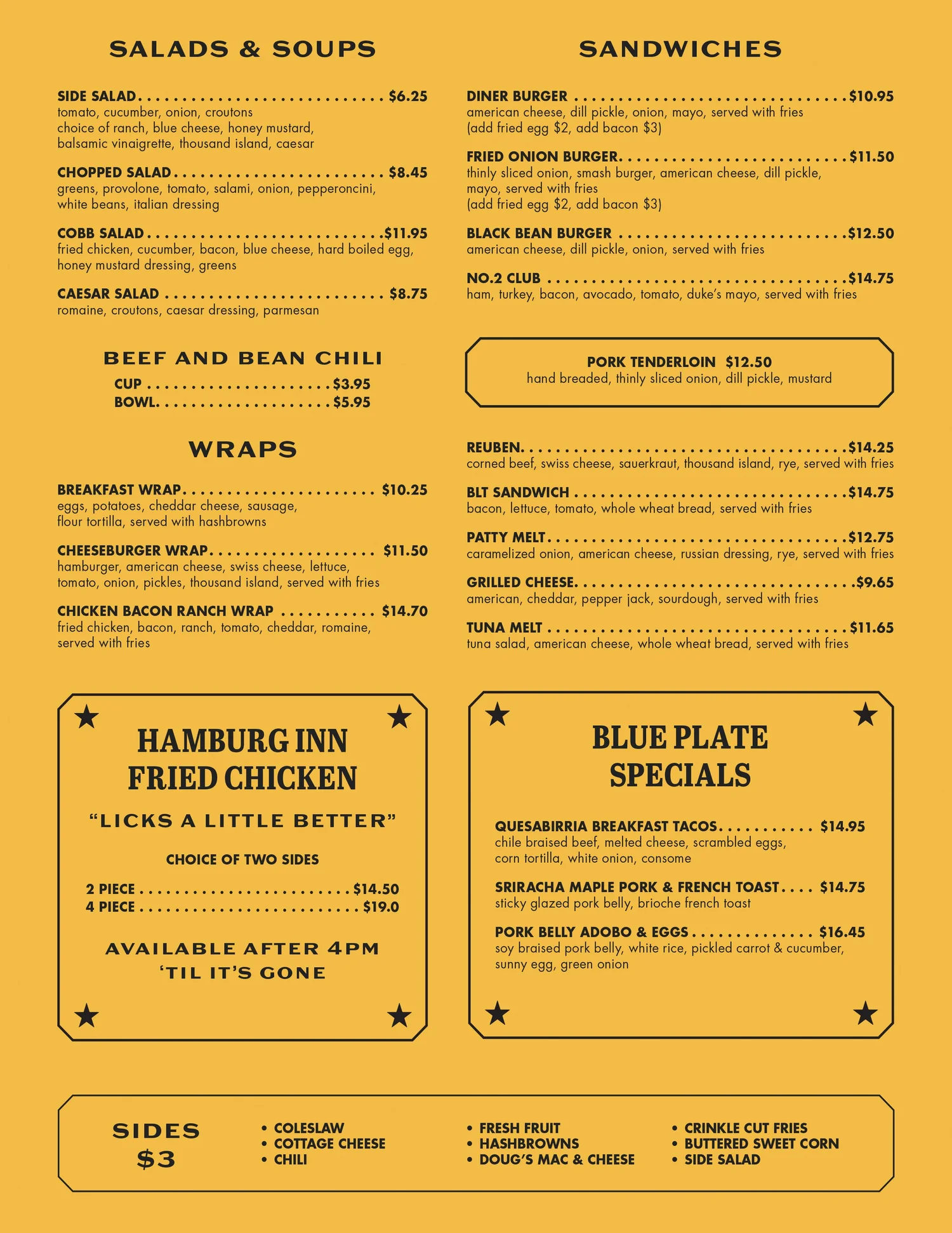 Menu — Hamburg Inn No. 2