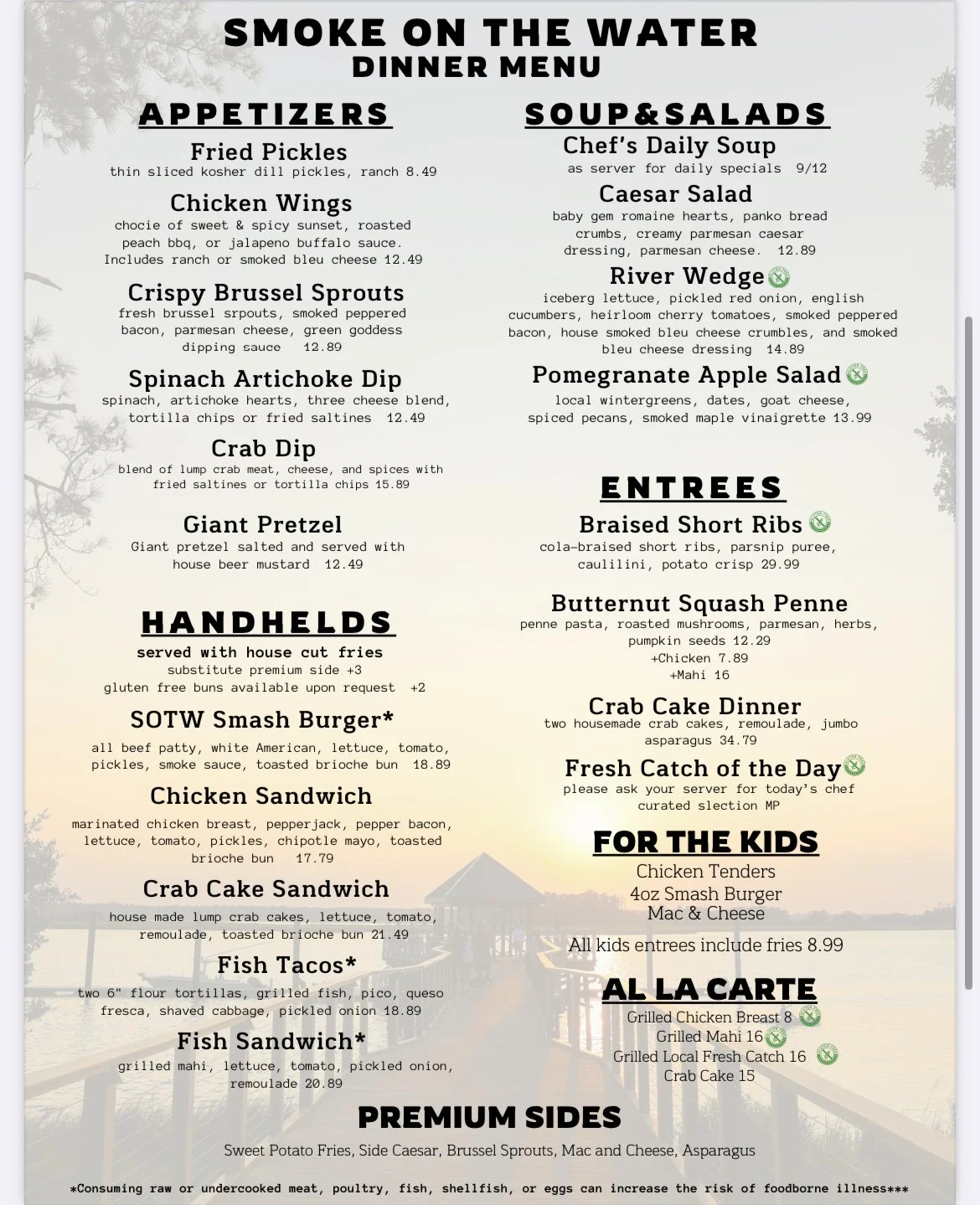 Menu — Smoke On The Water