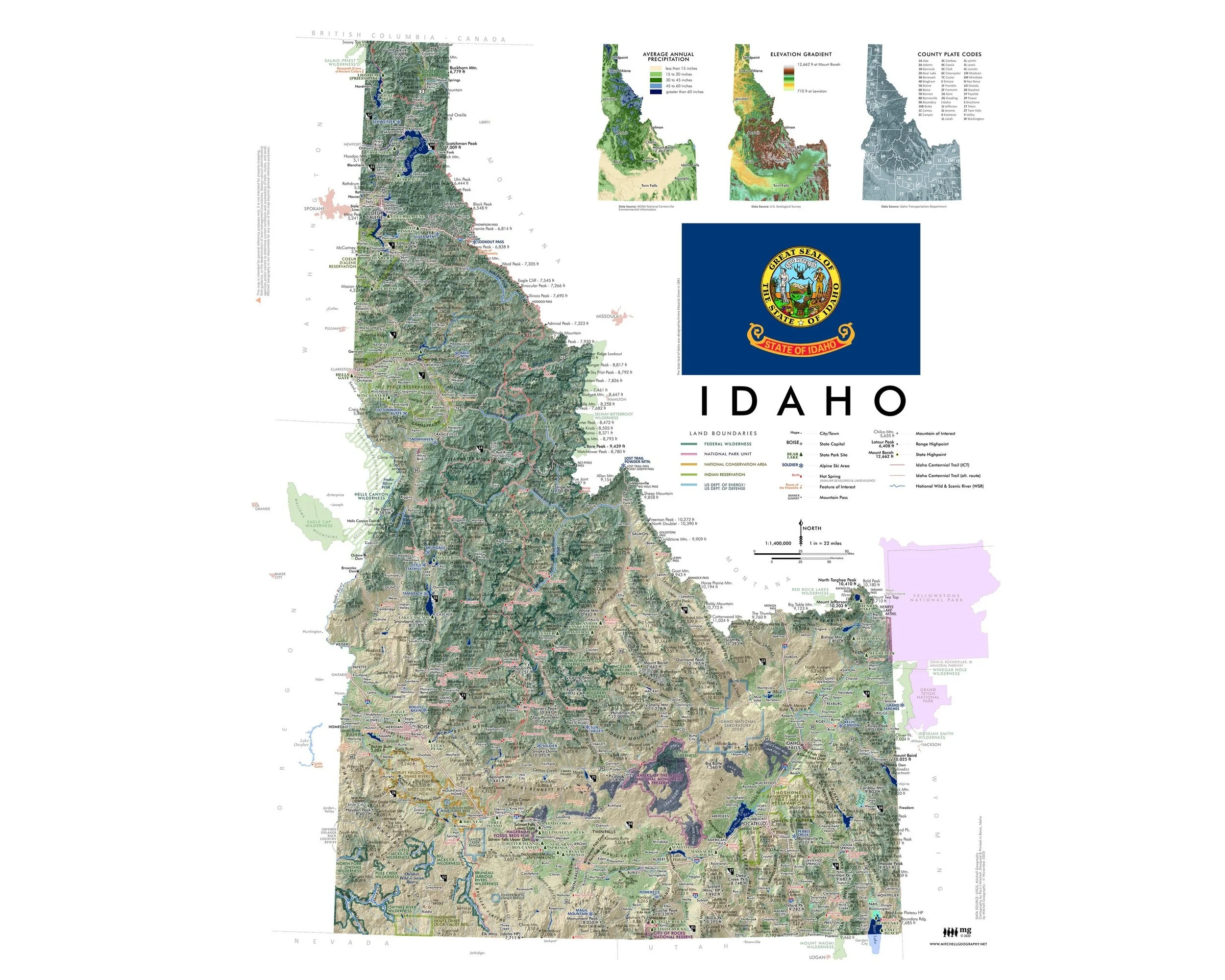 Sawtooth Mountains Wilderness Map Idaho DIGITAL DOWNLOAD — Mitchell ...