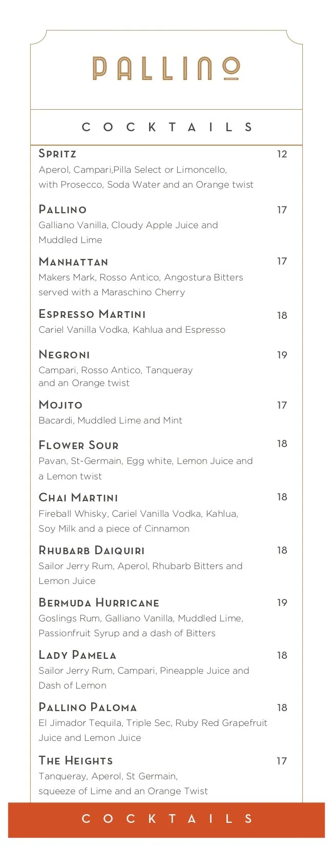 Menus — Pallino Bar & Bocce