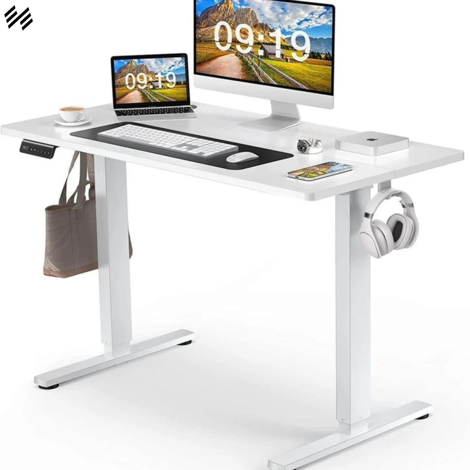 White Electric Adjustable Standing Desk - Sleek Design — Objecore