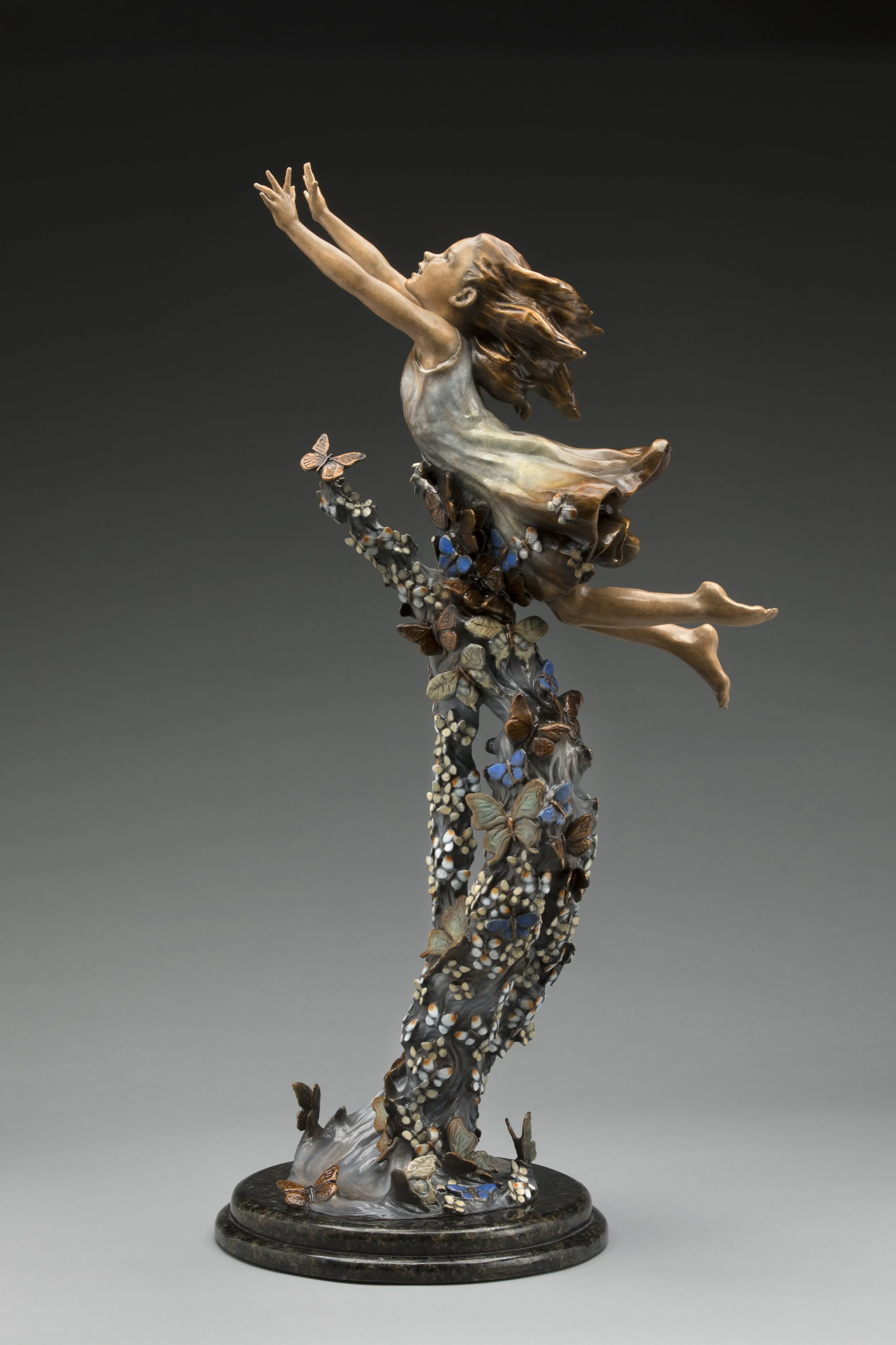 Lift Her With Butterflies — Figurative Bronze Sculpture - Angela Mia ...