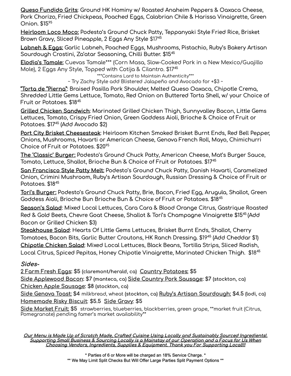 Breakfast Menu — Heirloom Kitchen | Stockton, CA