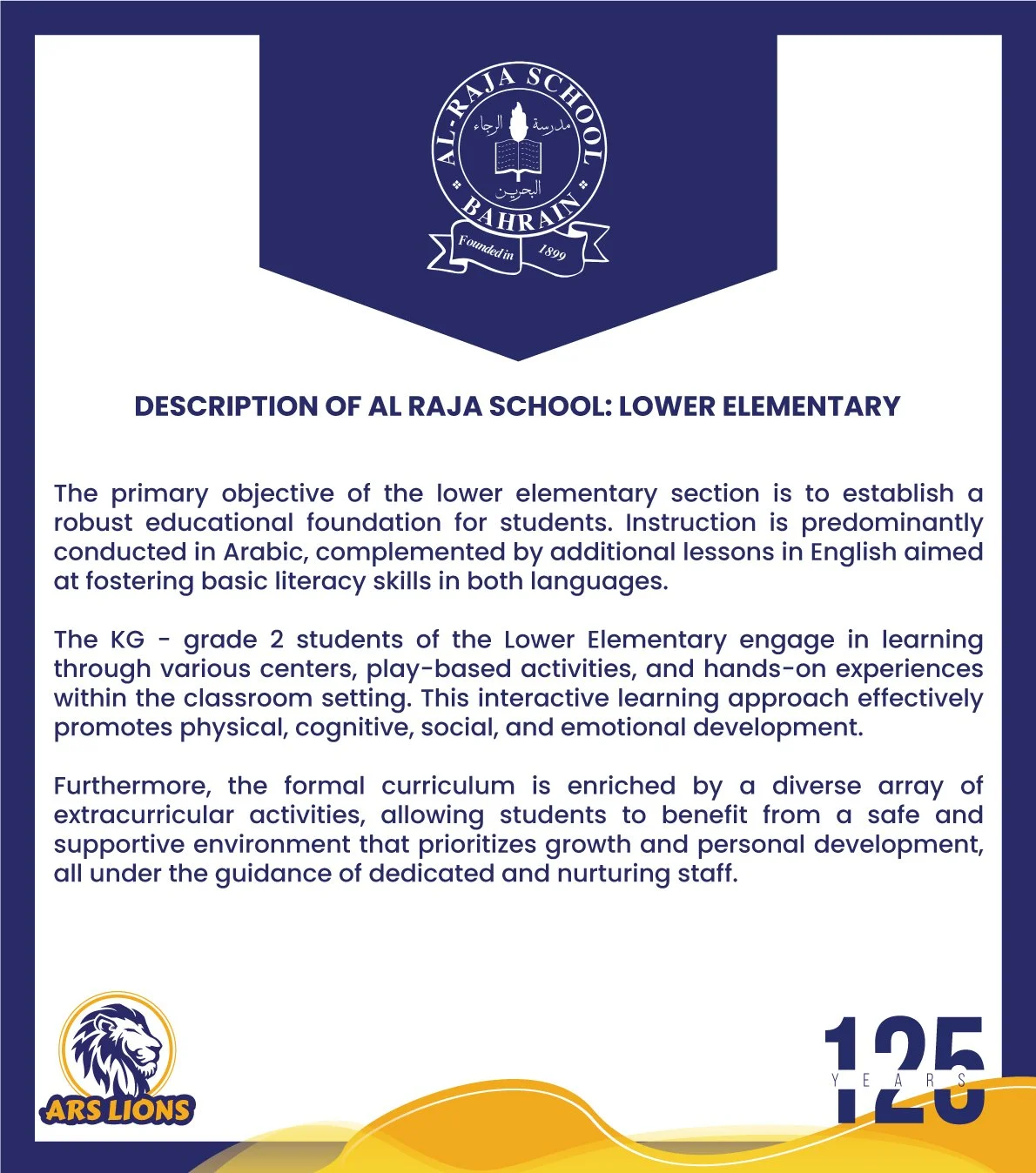 Lower Elementary — AL RAJA SCHOOL BAHRAIN
