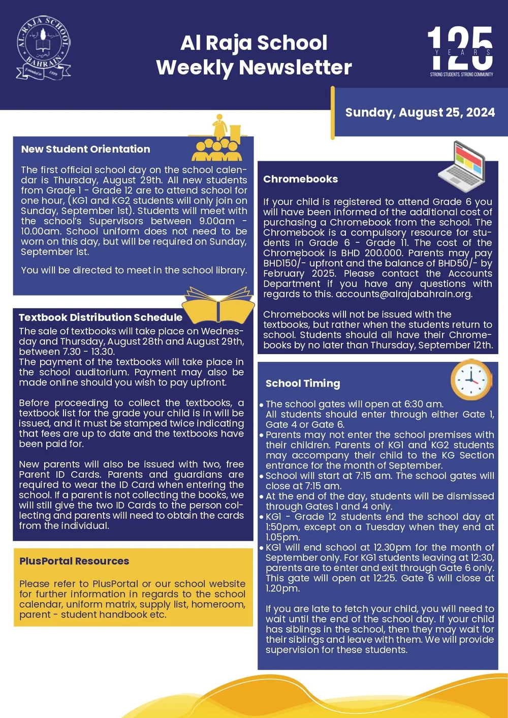 New Parents Welcome Letter — AL RAJA SCHOOL BAHRAIN