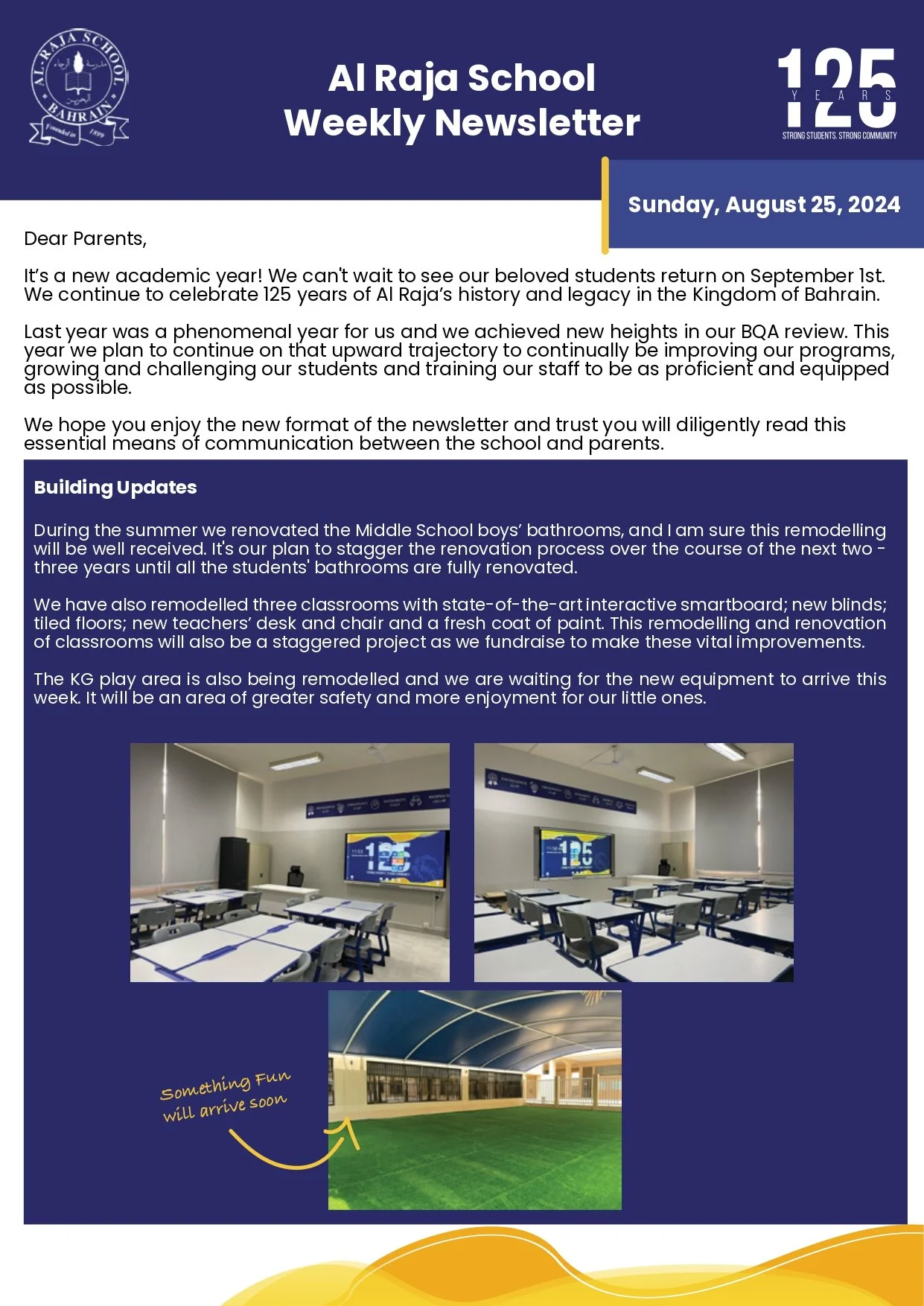 New Parents Welcome Letter — AL RAJA SCHOOL BAHRAIN