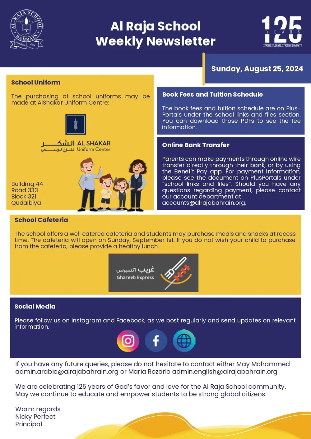 New Parents Welcome Letter — AL RAJA SCHOOL BAHRAIN