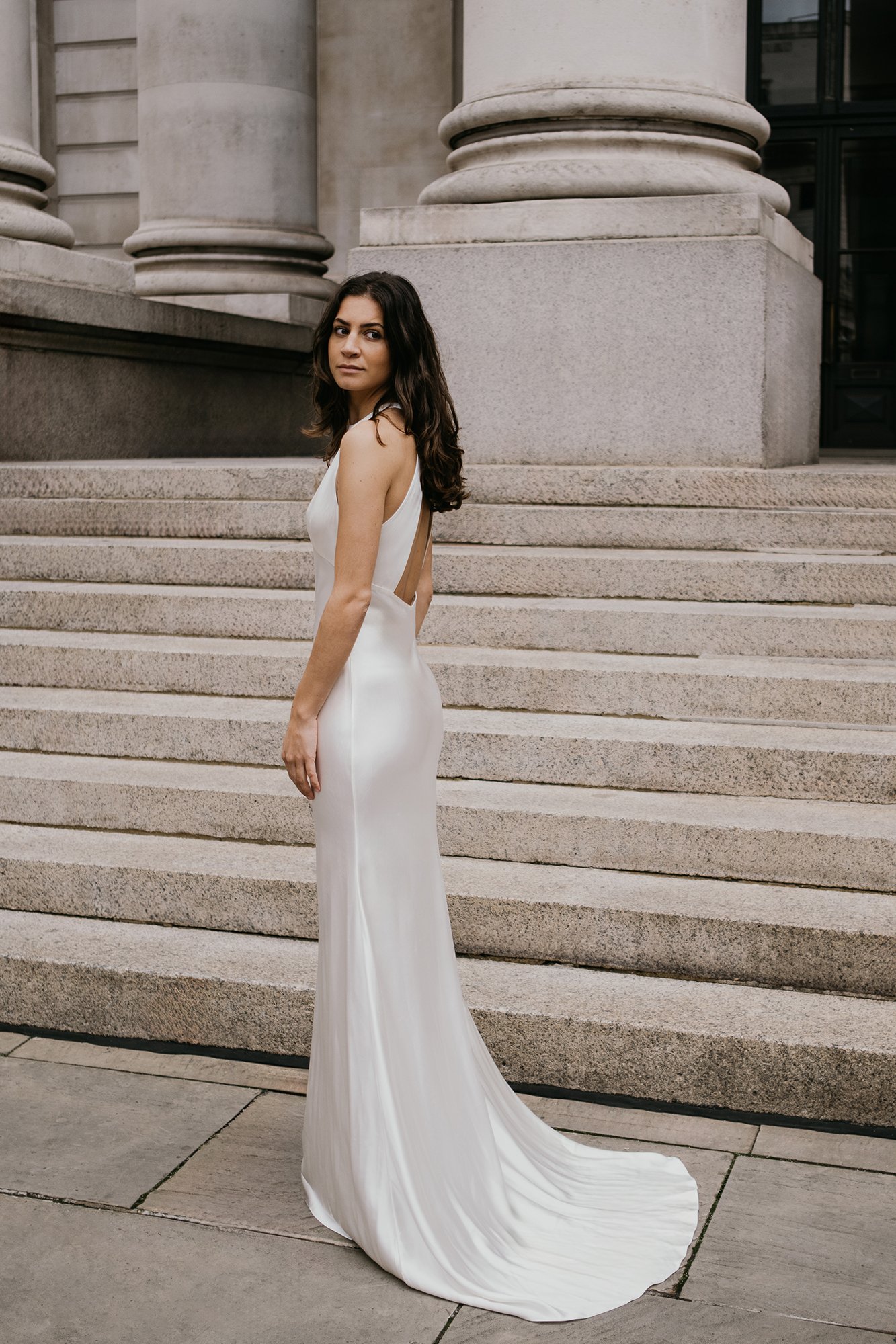 THEA | Backless Silk Satin Wedding Dress — UNBRIDLED STUDIO