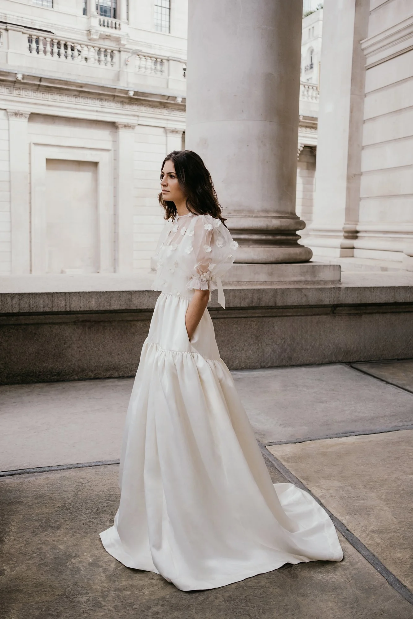 CORA + MAE | Square Neck Wedding Dress with Full Skirt + Silk Organza ...