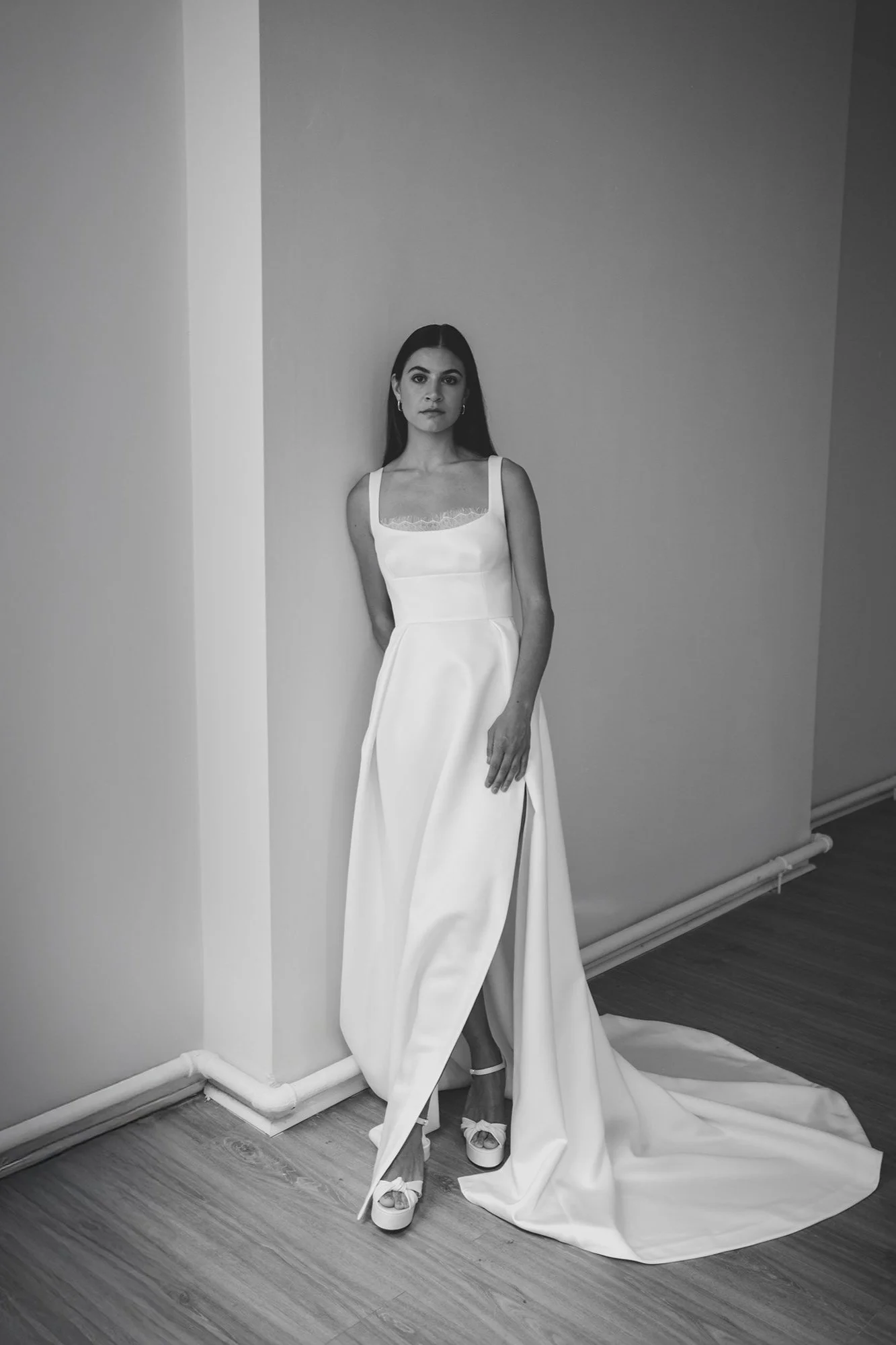 NORA + DANA | Embellished Column Bridal Gown and Organza Overskirt ...
