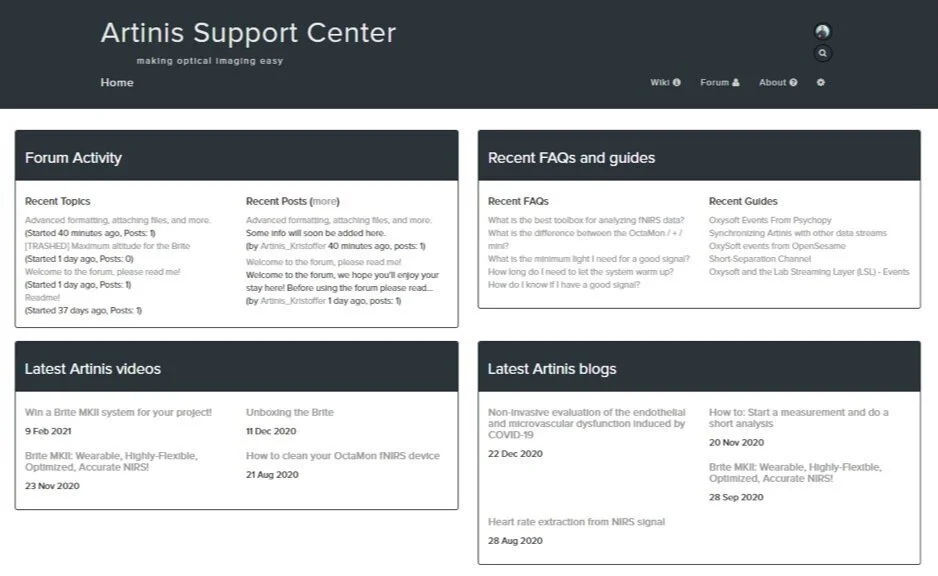 Artinis Support Center — Artinis Medical Systems | (f)NIRS devices