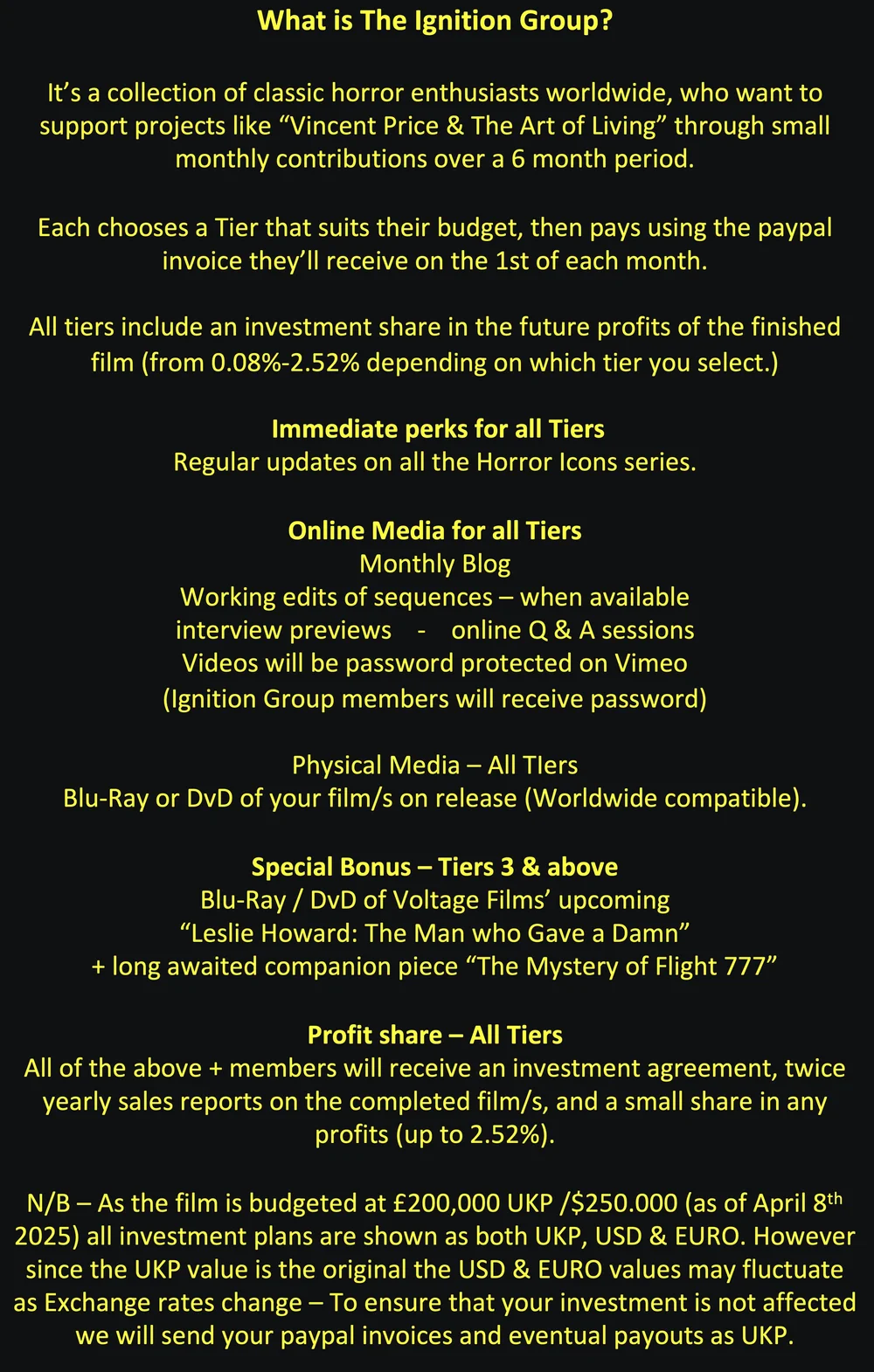 THE IGNITION GROUP - PERKS, DVDs & More — Voltage Films Productions Ltd