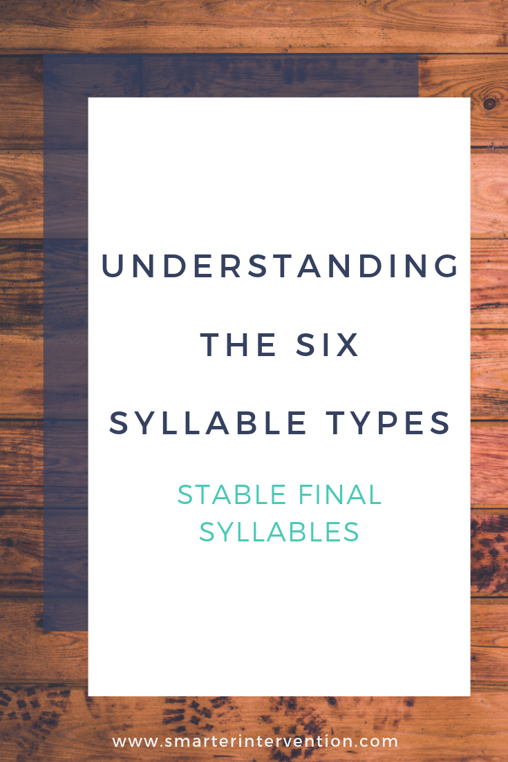 Understanding the Six Syllable Types - Stable Final Syllables — Ascend ...