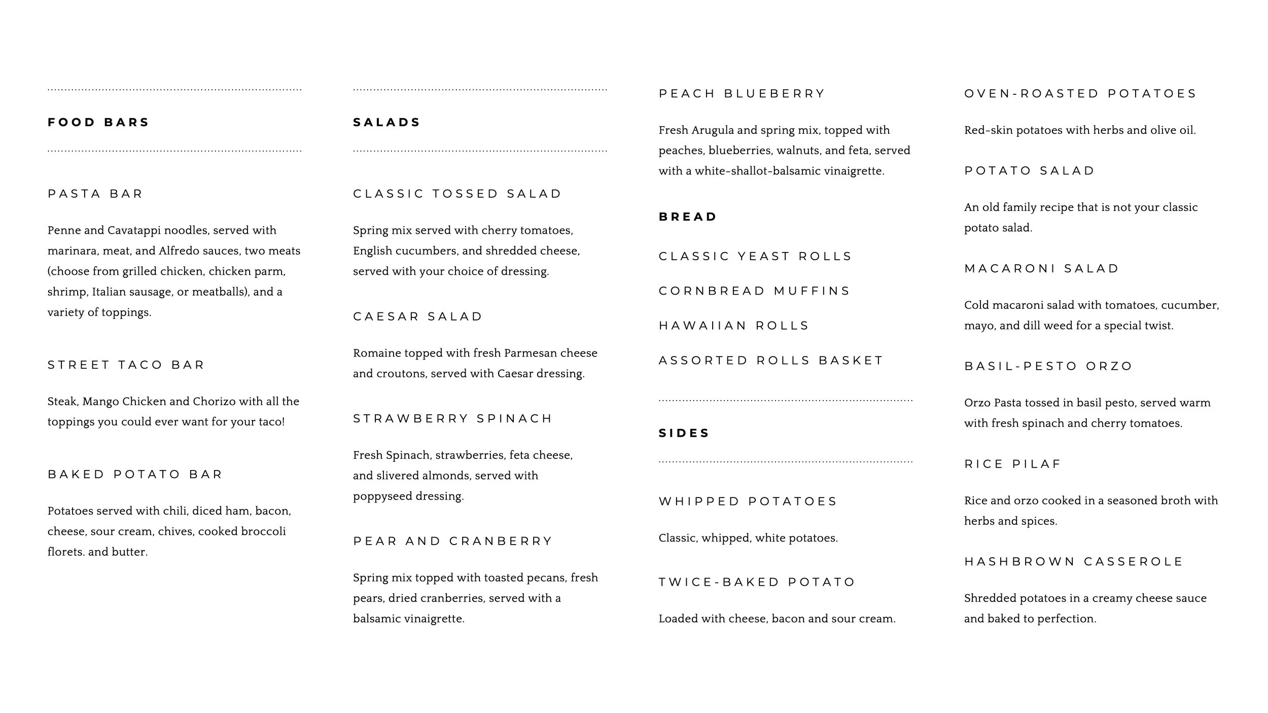 Menu — Take Out 250